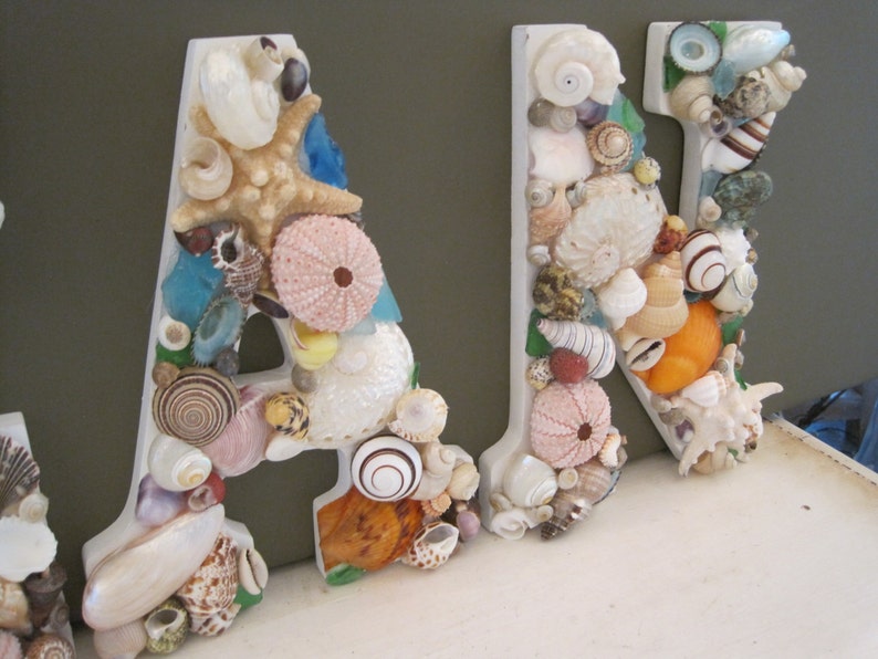 Beach Decor OCEAN Shell Letters Seashell Letters Beach - Etsy