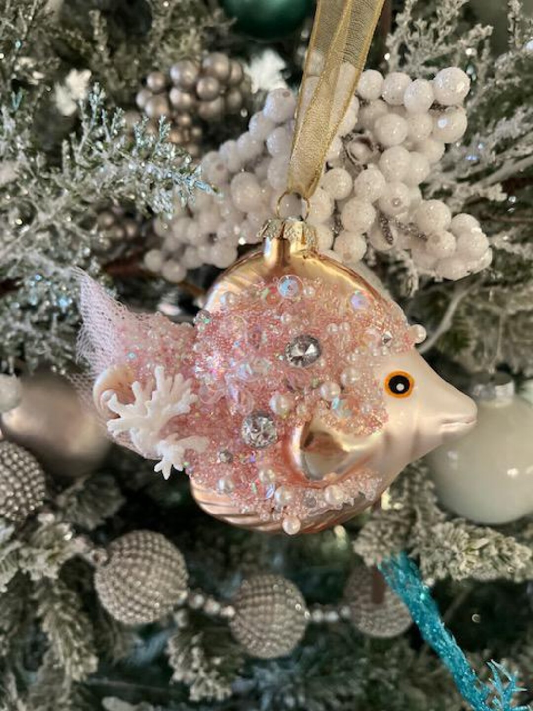 Beach Christmas Fish Ornament With Real Coral and Shells - Beach ...