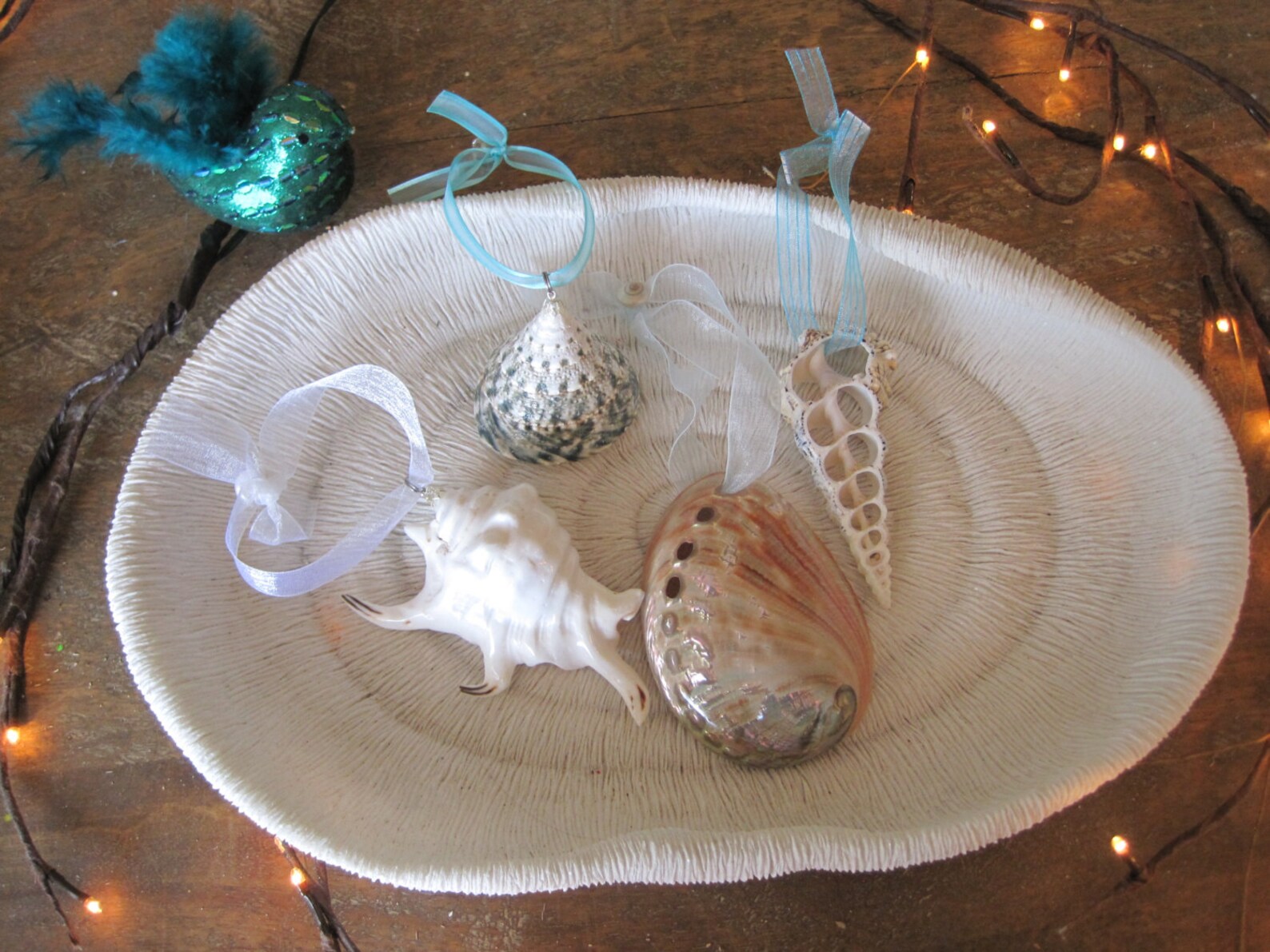 Beach Decor Christmas Seashell Ornament Set 4PC Seashell - Etsy