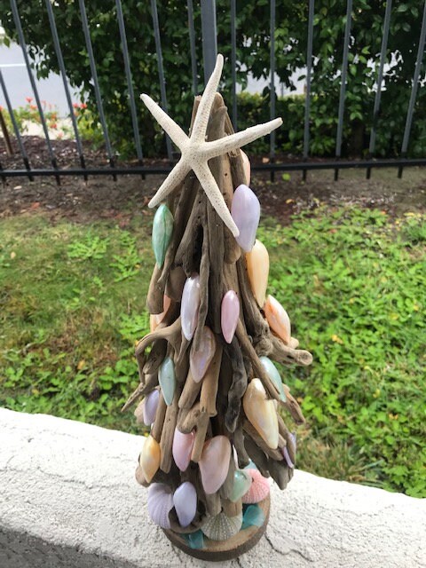 Driftwood Christmas Tree Seashell Xmas Tree Seasonal Decor | Etsy