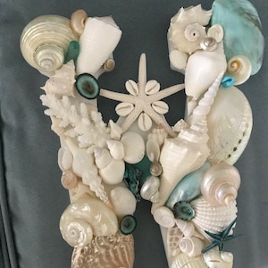 Beach Decor Seashell Letter - Blue and White Soft Tropical Colored ...