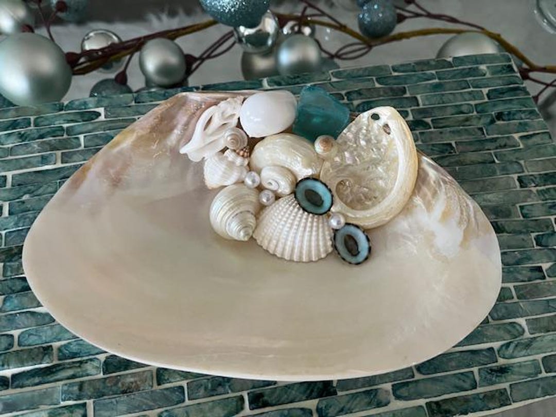 Handmade Mother of Pearl Clam Soap Dish With Shells - Soap Dish With ...