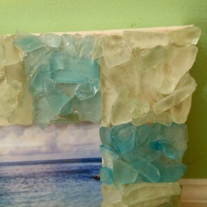 Beach Decor Sea Glass Picture Frame - Sea Glass Frame - Blue Green ...