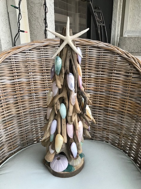 Driftwood Christmas Tree Seashell Xmas Tree Seasonal Decor | Etsy