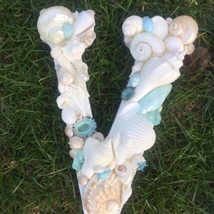 Beach Decor Seashell Letter - "v Z" Blue and White Soft Tropical ...