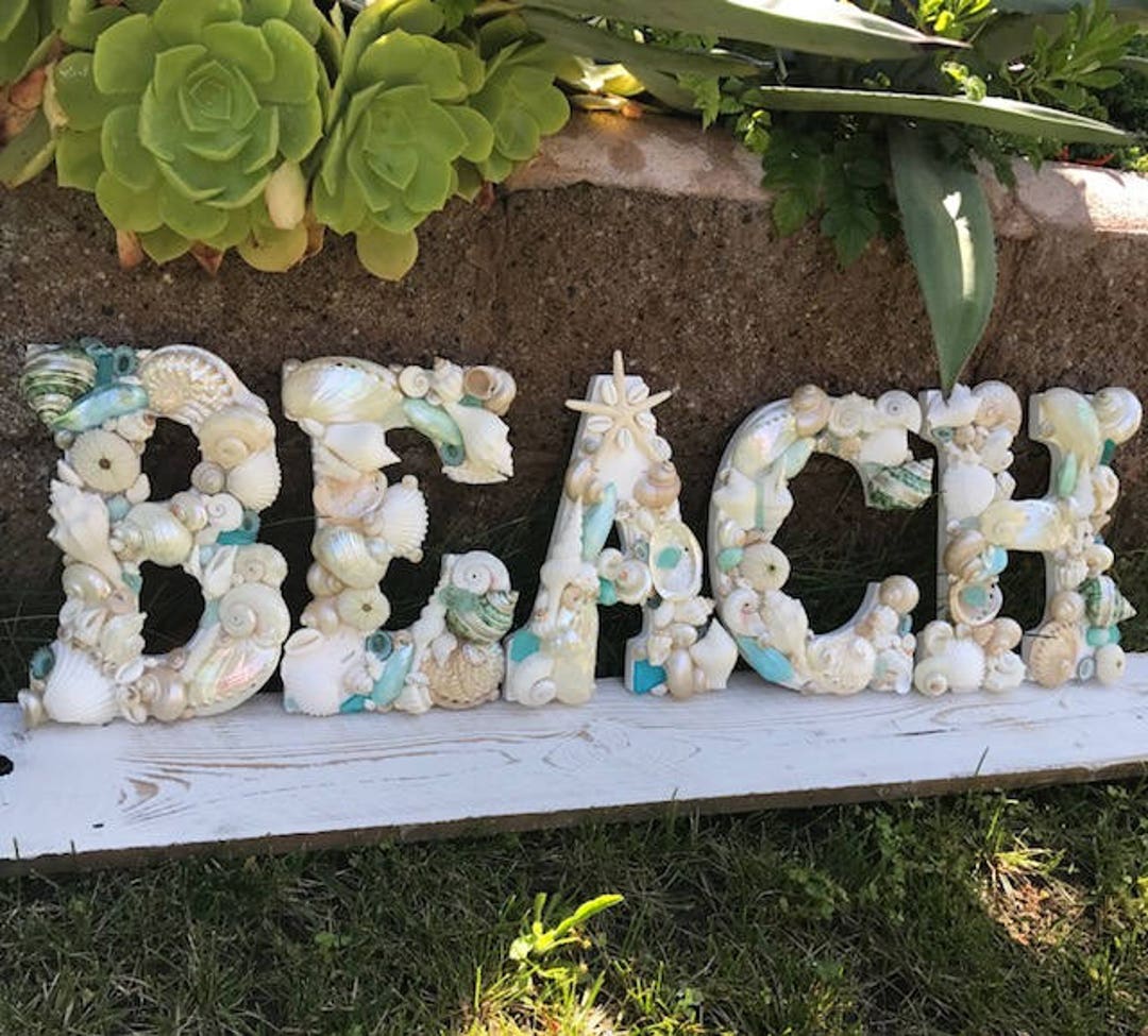 Beach Decor "beach" Shell Letters - Soft Tropical Colored Shells ...
