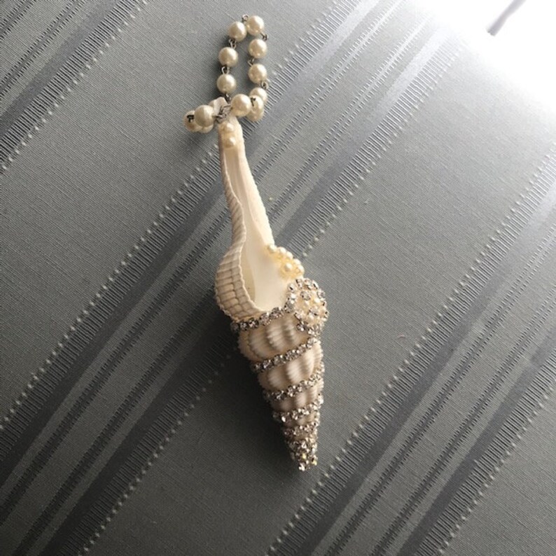 Embellished Spindle Shell With Swarovski Crystals and Pearl Accents ...