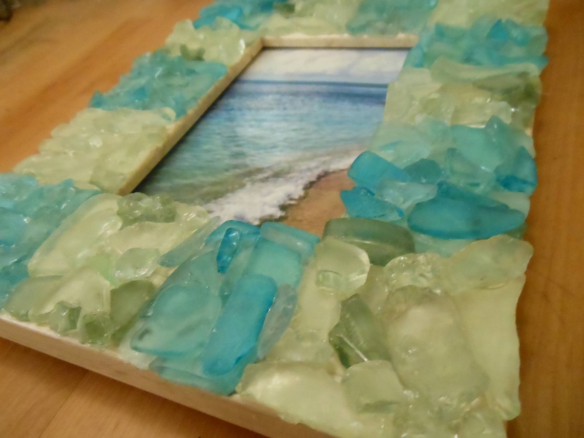 Beach Decor Sea Glass Picture Frame Sea Glass Frame | Etsy