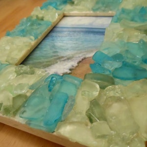Beach Decor Sea Glass Picture Frame - Sea Glass Frame - Blue Green ...