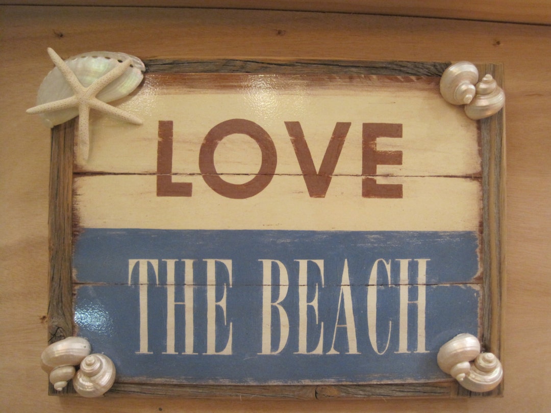Beach Decor Sign - "love the Beach" Sign - Coastal Home Decor - Beach ...