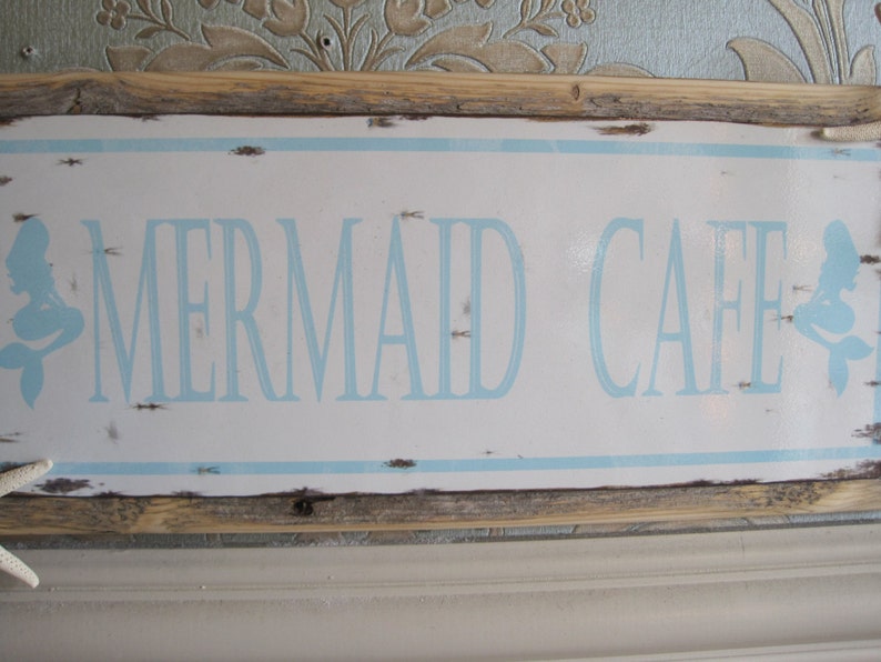Beach Decor Sign - "mermaid Cafe" Sign - Coastal Home Decor - Wooden ...
