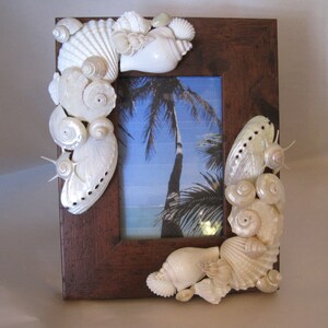 Beach Decor Seashell Picture Frame - Shell Frame - White Shell Picture ...