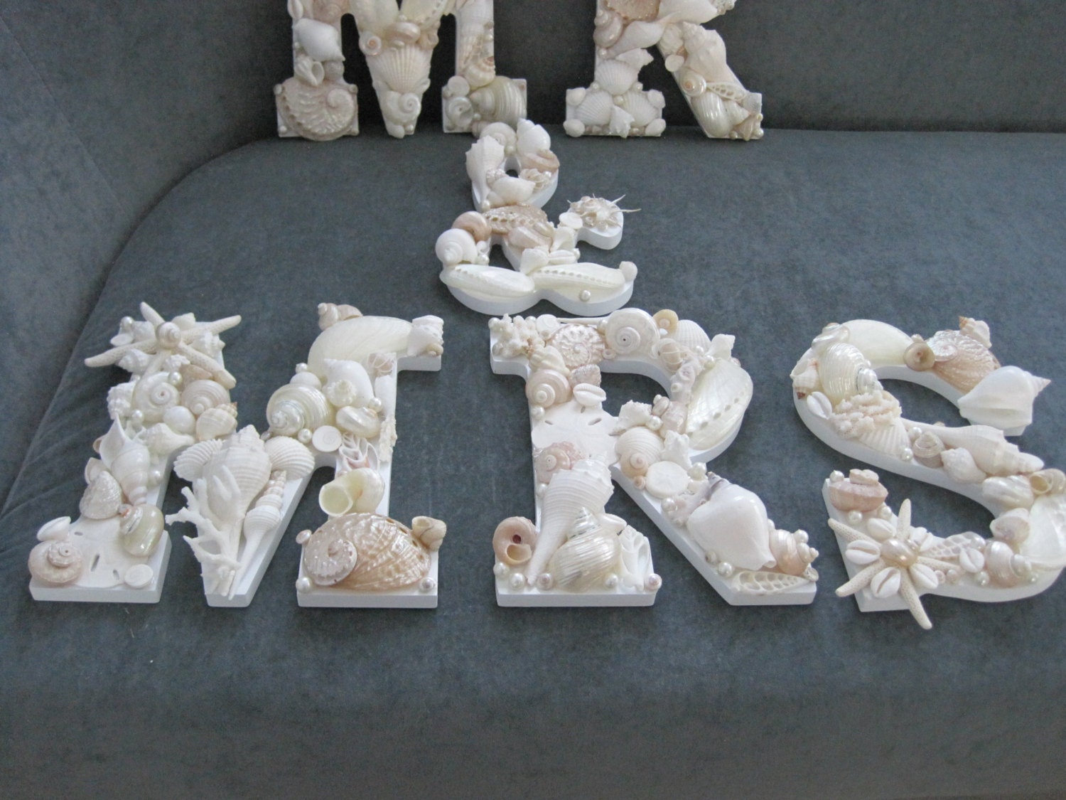 Beach Decor Shell Letters MR & MRS White Shell Letters - Etsy