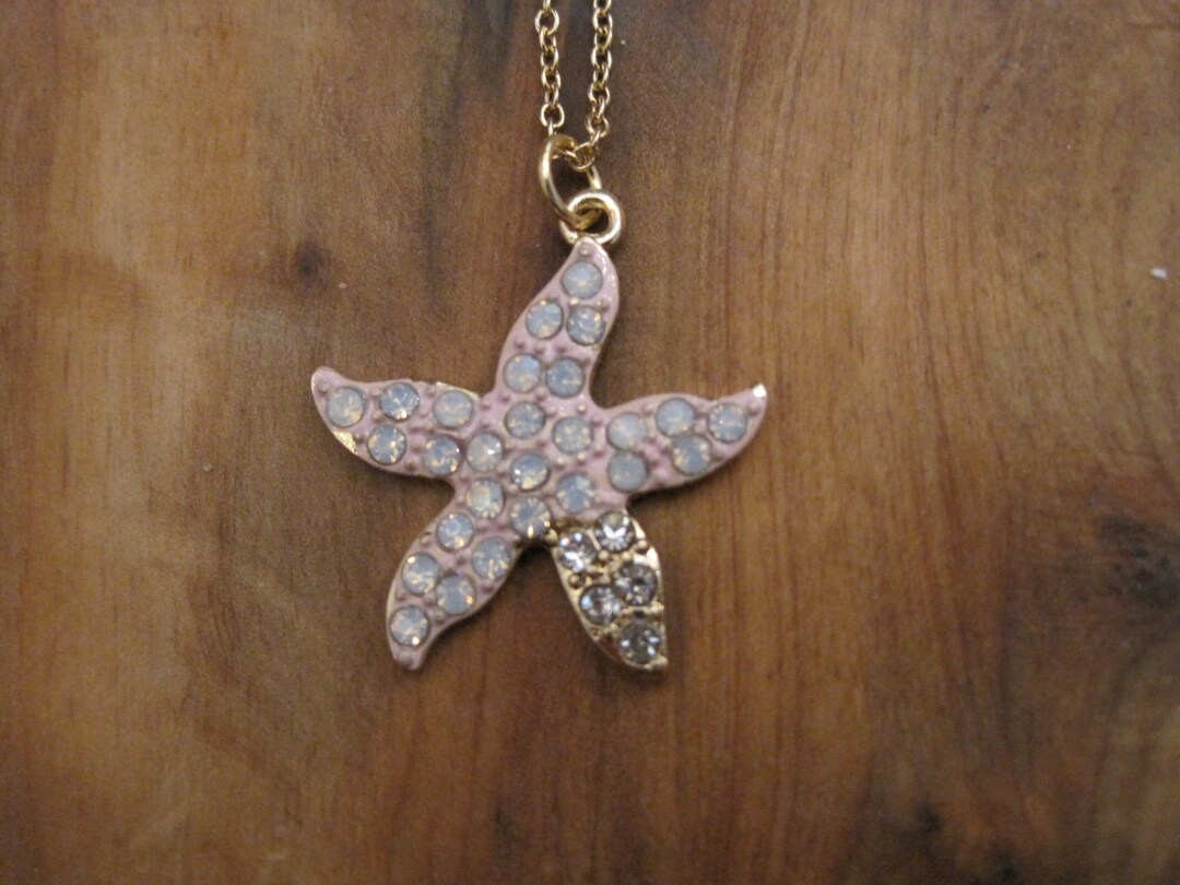 Pink Rhinestone Starfish Necklace - Starfish Necklace - Etsy
