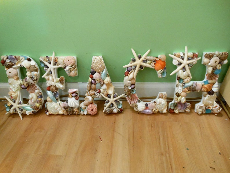 Beach Decor beach Shell Letters BEACH Multi - Etsy