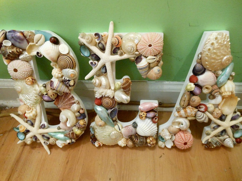 Beach Decor beach Shell Letters BEACH Multi - Etsy