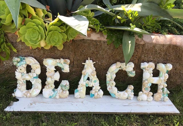 Beach Decor Beach Shell Letters Soft Tropical | Etsy