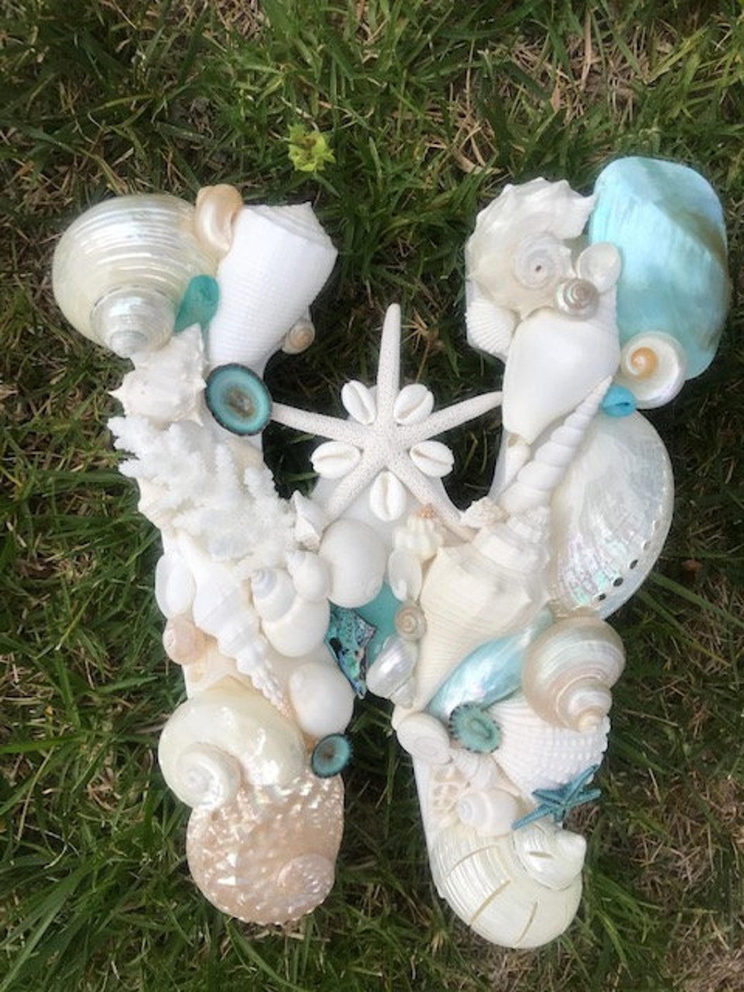 Beach Decor Seashell Letter - Blue and White Soft Tropical Colored ...