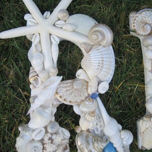 Beach Decor "relax" Shell Letters - White and Blue Colored Shells ...