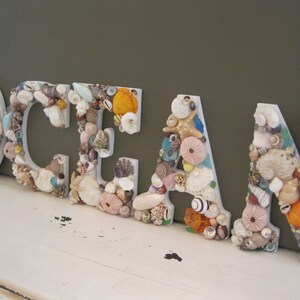 Beach Decor OCEAN Shell Letters - Seashell Letters - Beach Sign ...