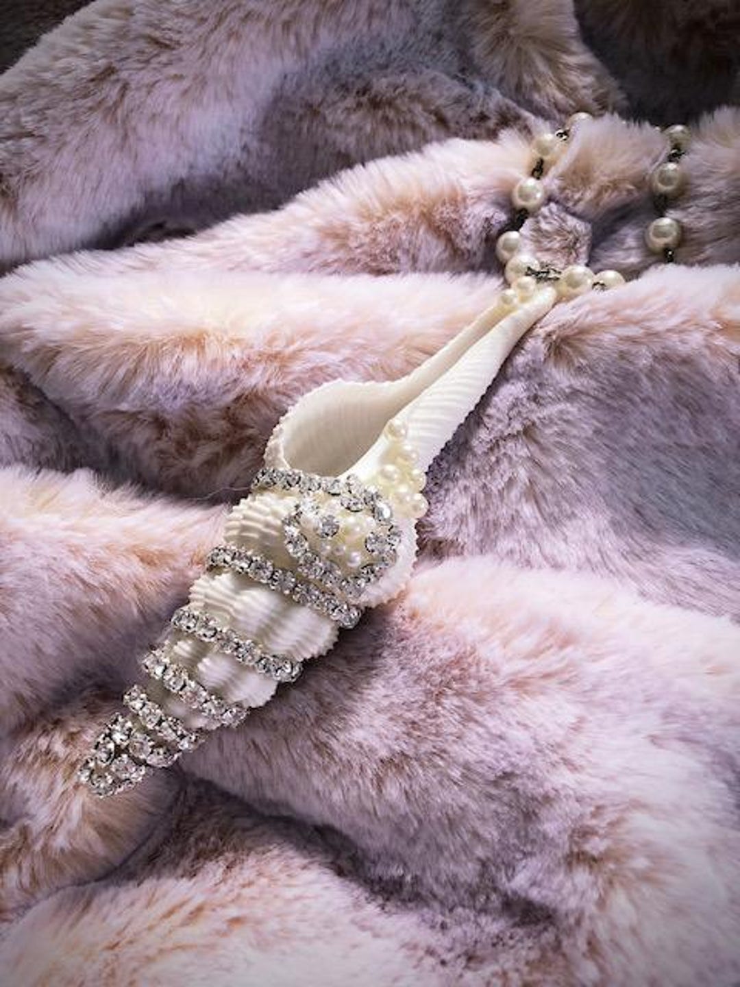 Embellished Spindle Shell With Swarovski Crystals and Pearl Accents ...