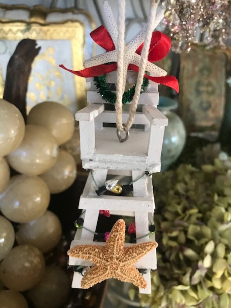 Beach Decor Starfish Lifeguard Chair Ornament Christmas - Etsy