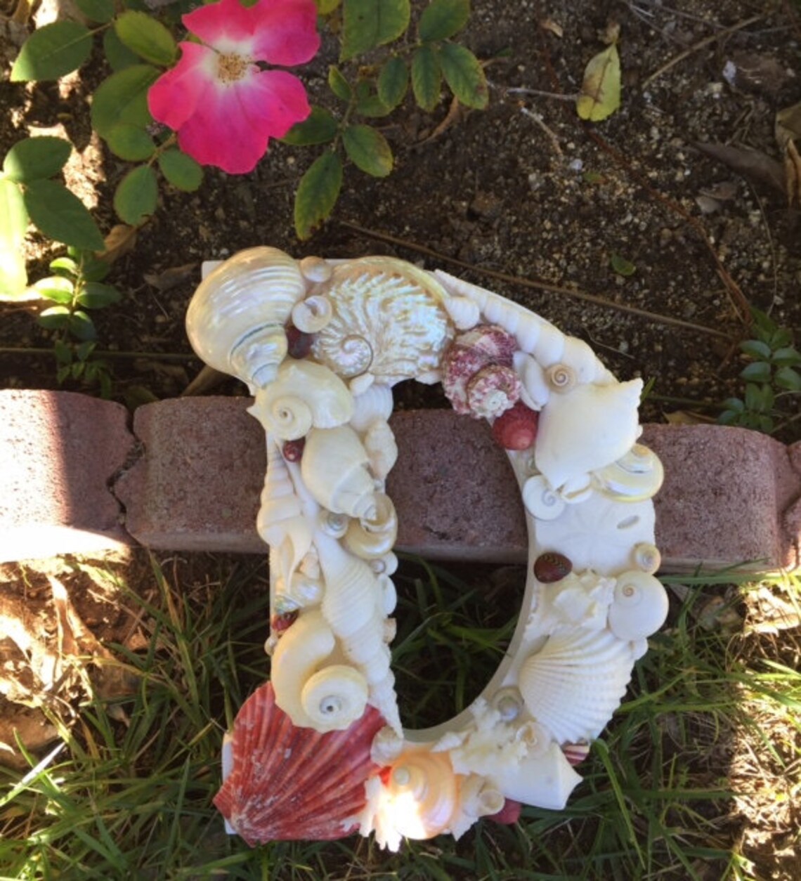 Beach Decor Shell Letter White and Red Colored Shell Letter - Etsy