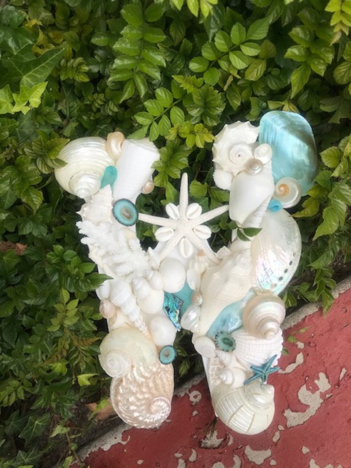 Beach Decor Seashell Letter Blue and White Soft Tropical - Etsy