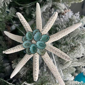 Beach Decor Starfish Tree Topper - Real Starfish & Limpet Shell ...