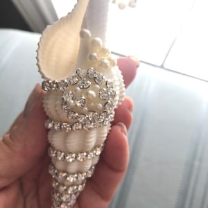 Embellished Spindle Shell With Swarovski Crystals and Pearl Accents ...