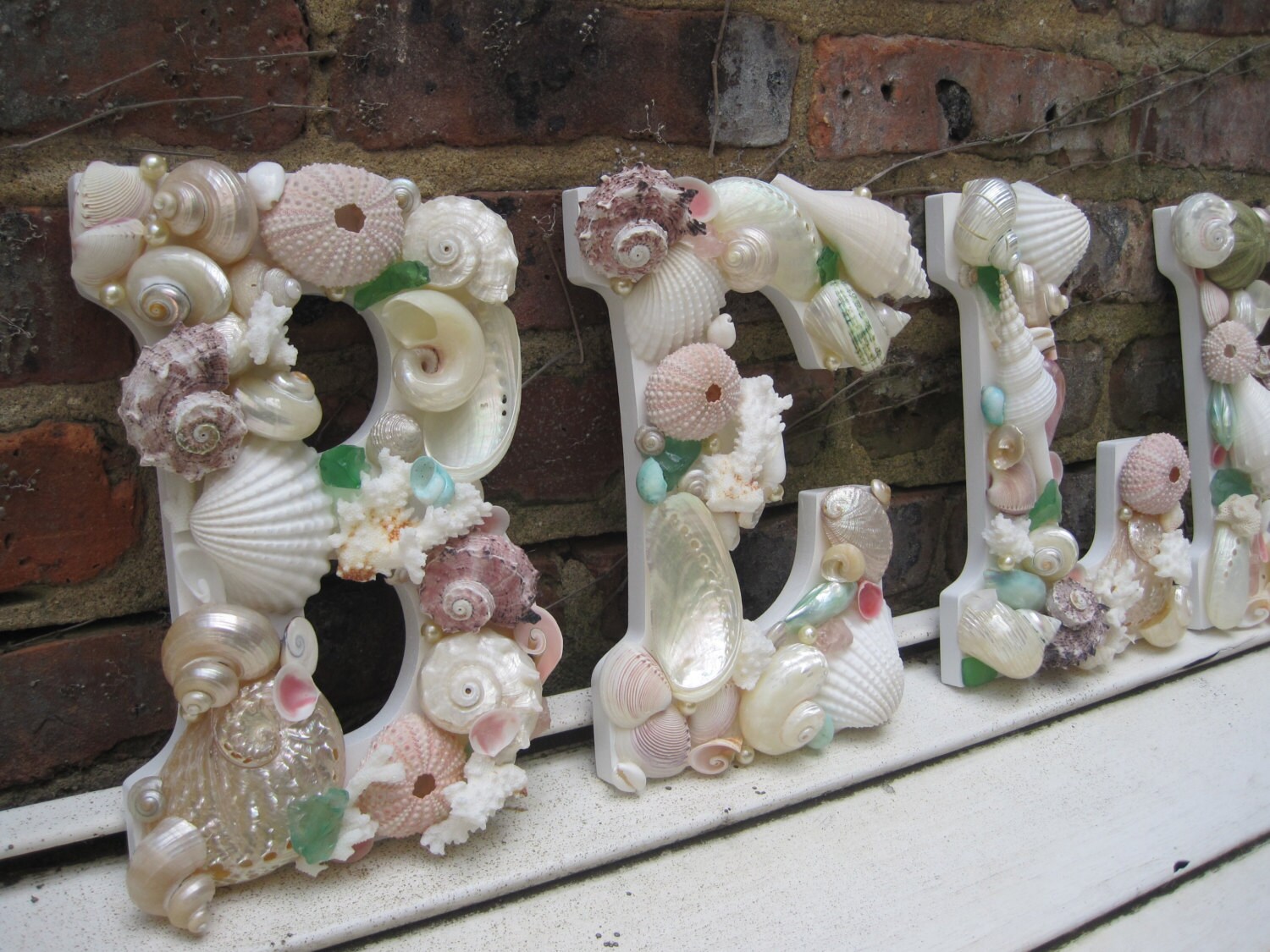 Beach Decor Shell Letters BELIEVE Soft Pastel Colored Shell | Etsy