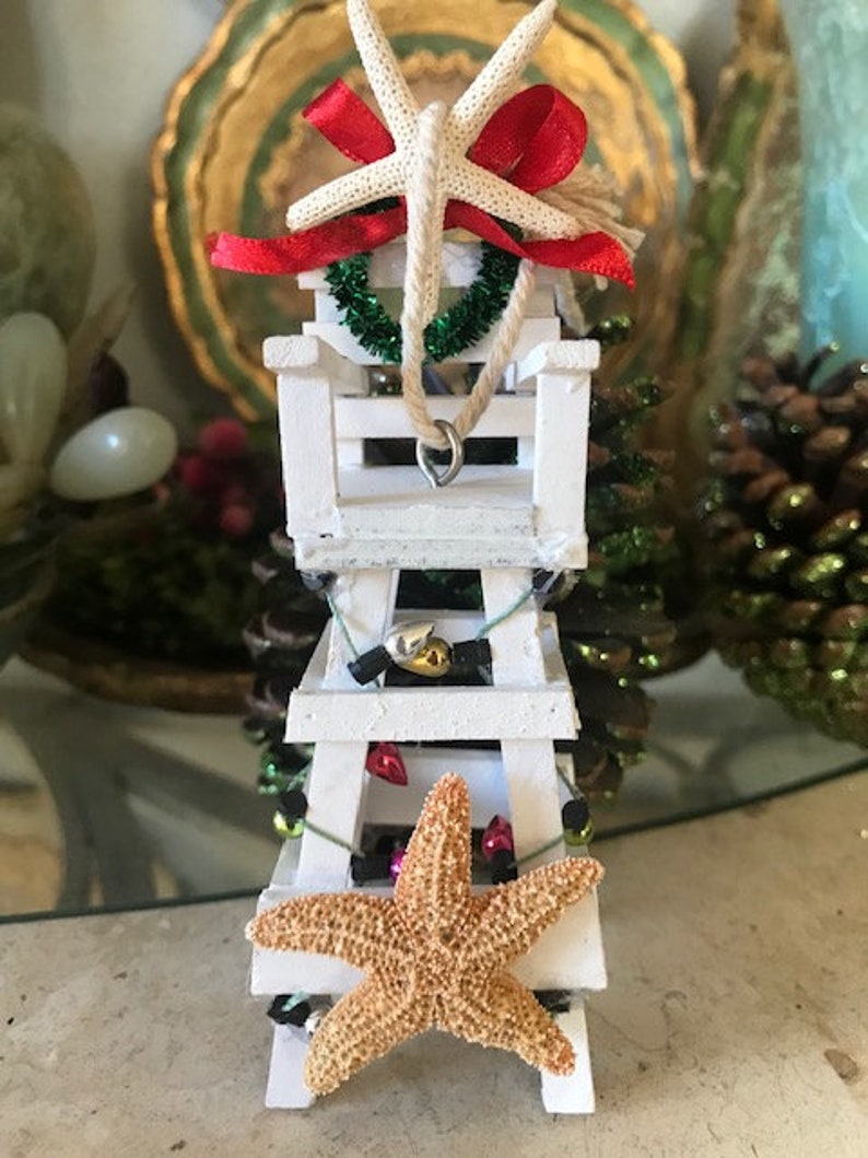 Beach Decor Starfish Lifeguard Chair Ornament Christmas | Etsy