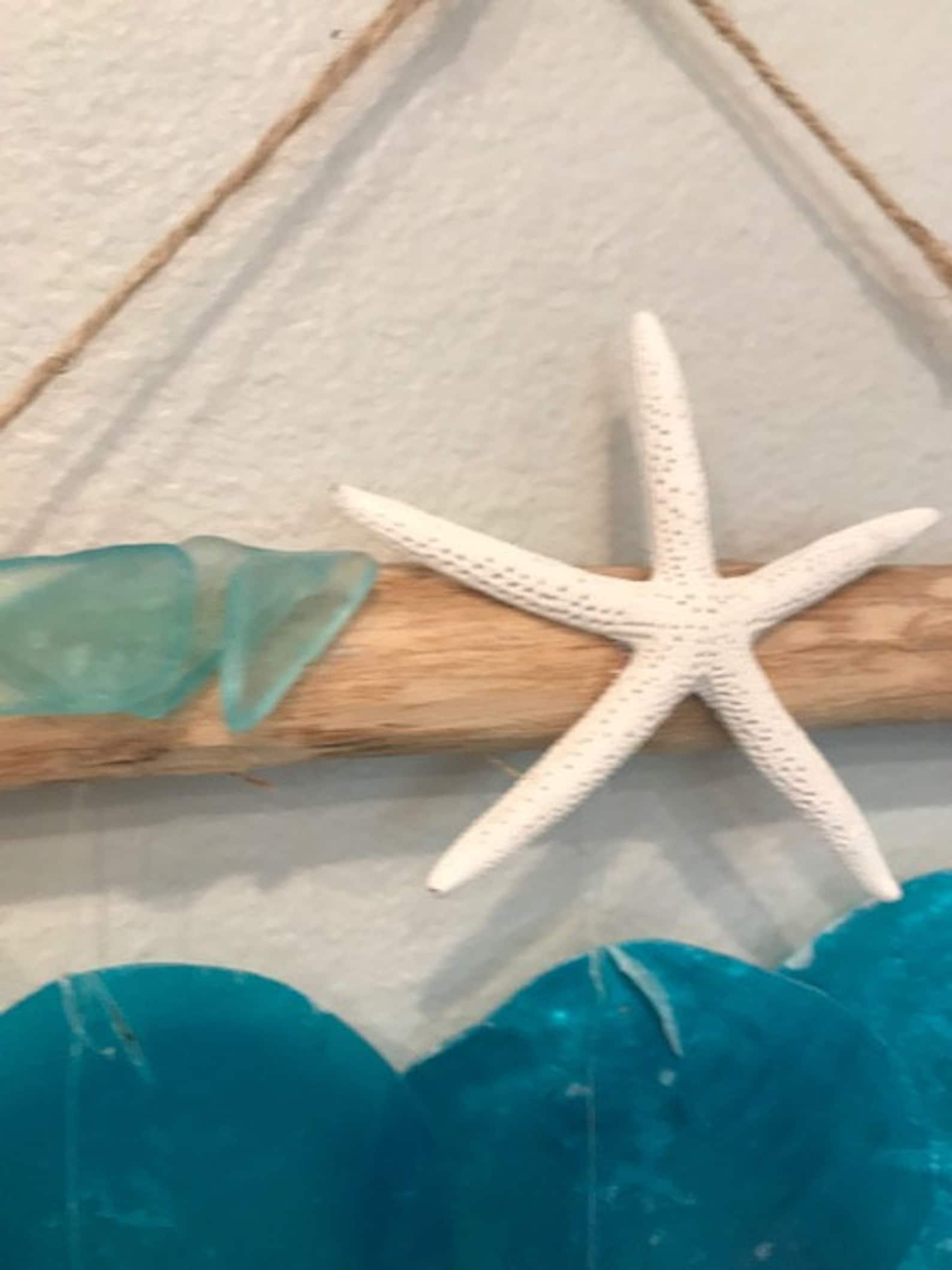 Beach Decor Turquoise Capiz and Driftwood Hanging Starfish and Sea ...