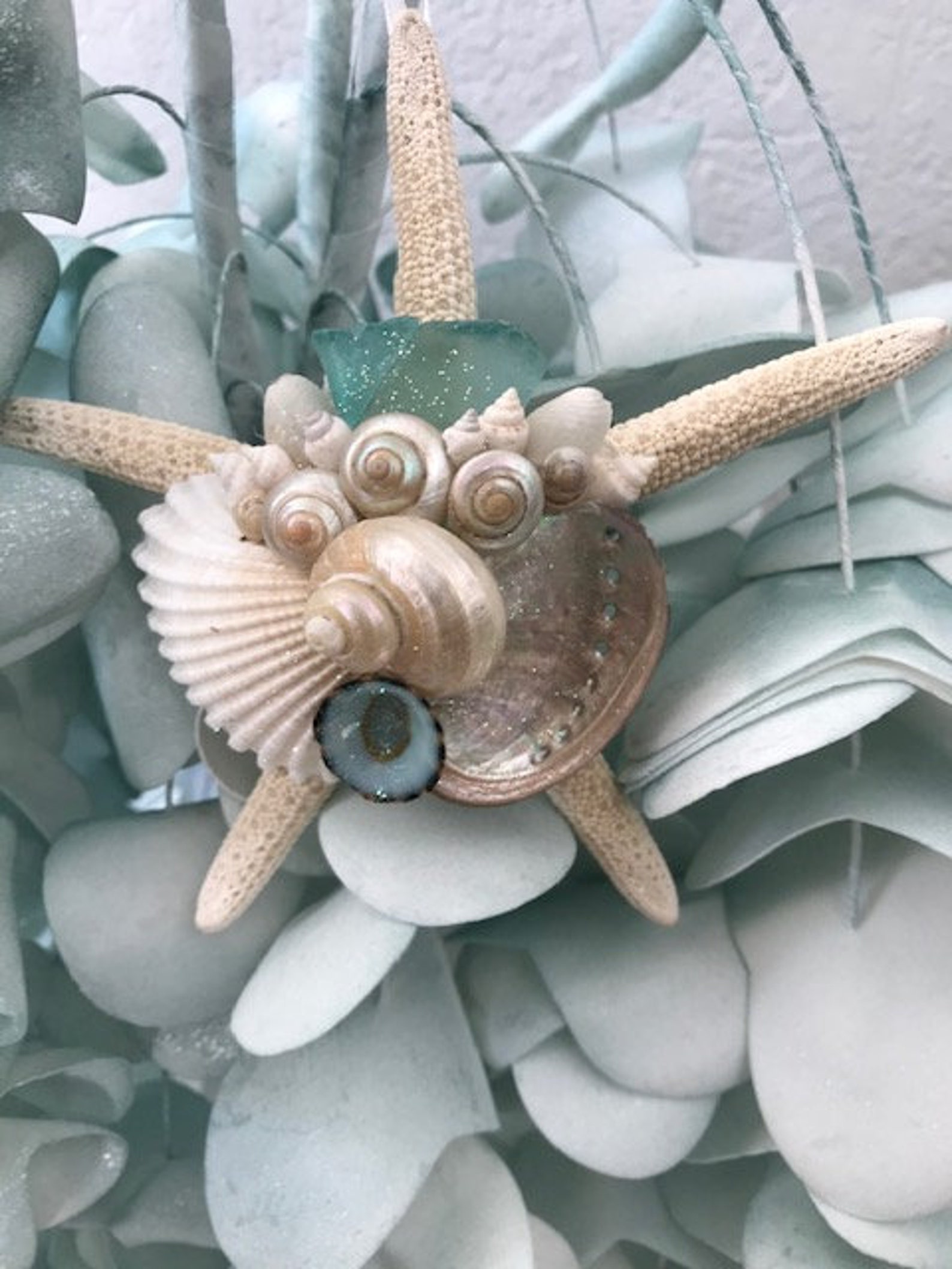 Beach Decor White Starfish Seashell Ornament Shell Christmas - Etsy