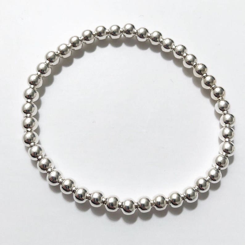 Sterling Silver Beaded Bracelet Silver Beaded Bracelet - Etsy