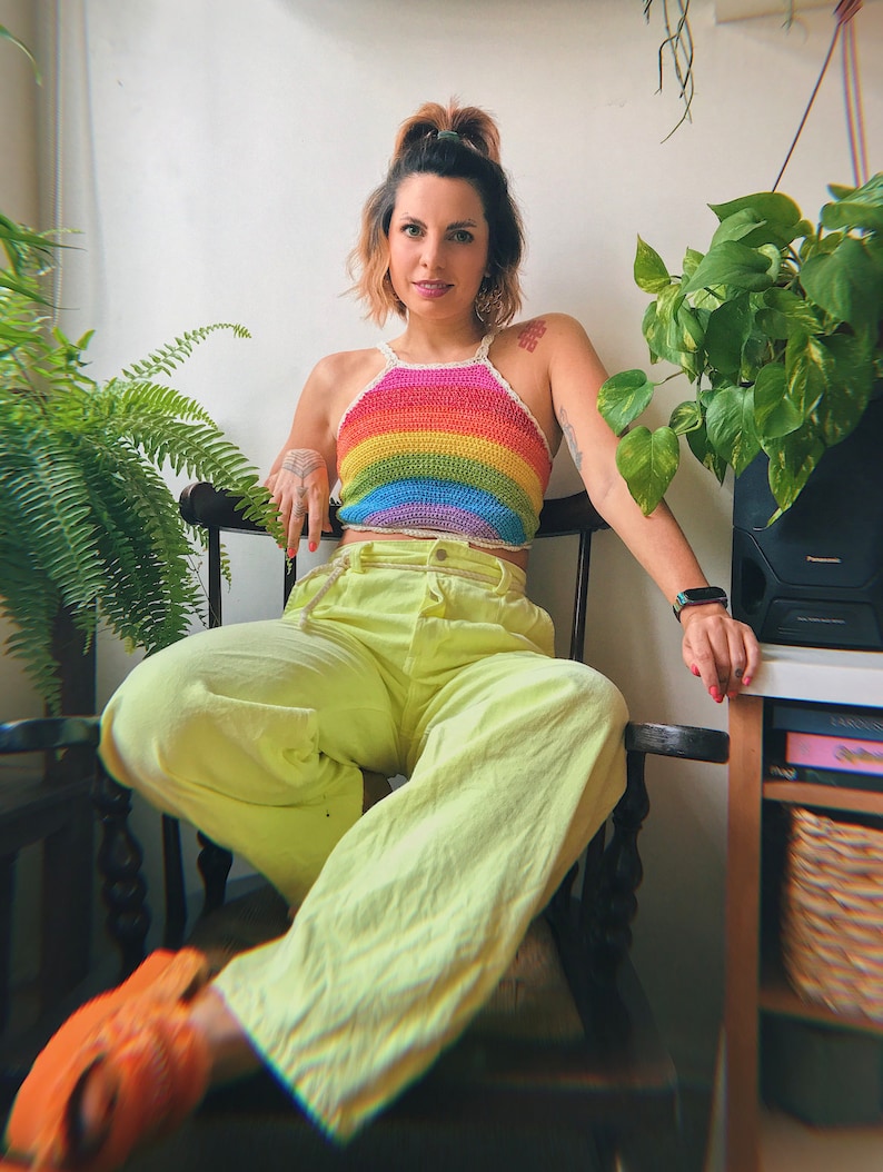 RAINBOW TOP Bralette - Crochet Written Pattern - Size: S/M - Etsy