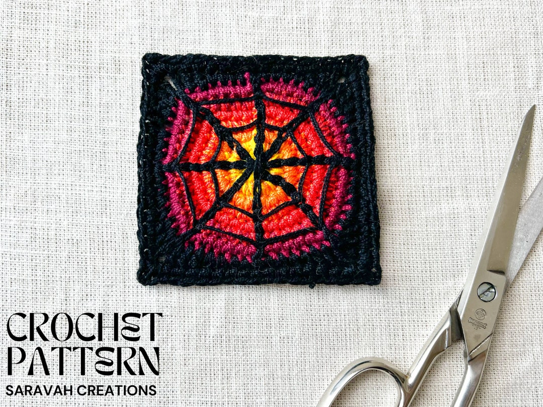 Granny Square Crochet Pattern - Spider Web - Etsy
