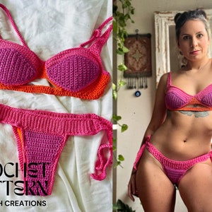 Crochet Pattern - SIZES: S ; M ; L; XL - Colorblock Bikini - Etsy