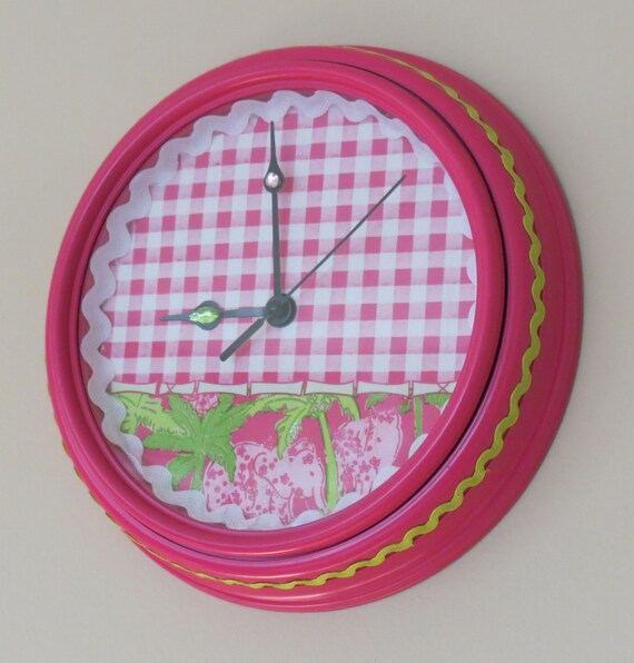 Items similar to Preppy Wall Clock with Ric-Rac and Lilly Pulitzer ...