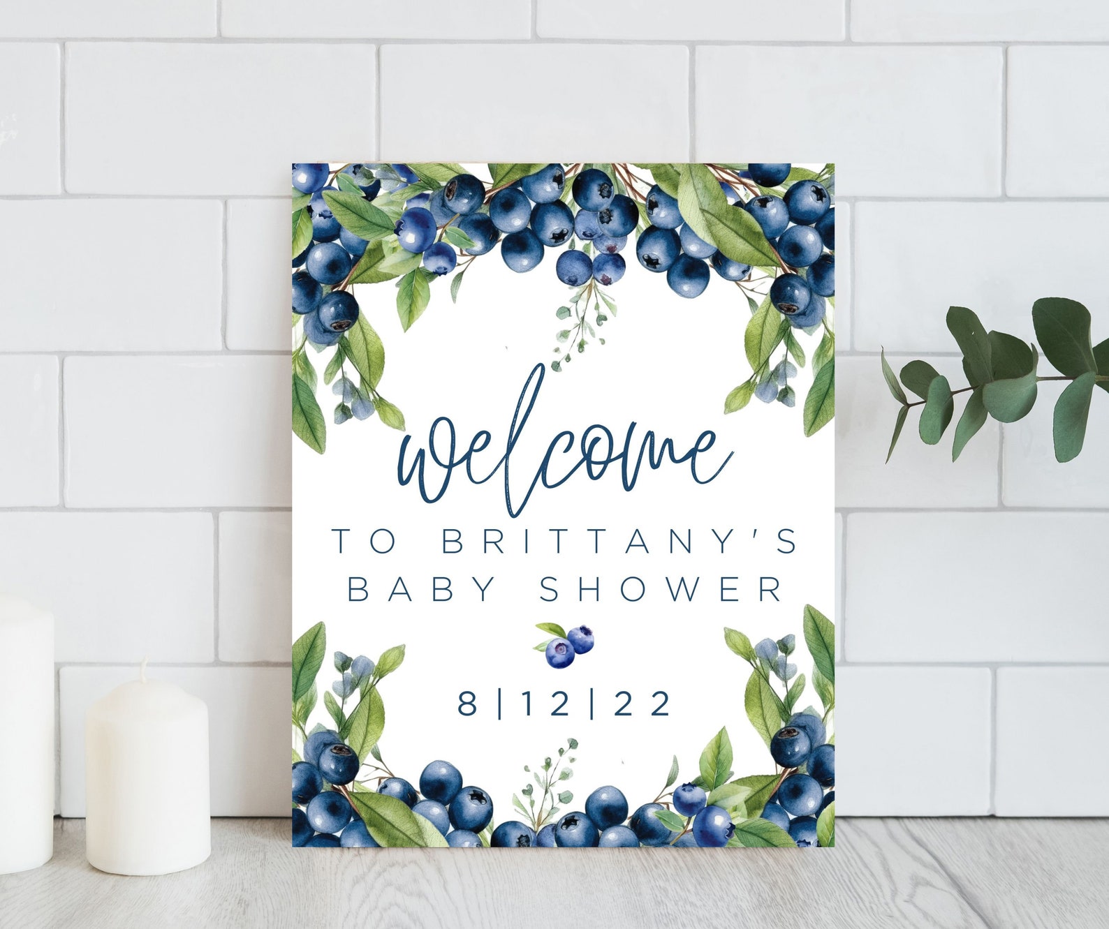 Blueberry Welcome Poster for Baby Shower or Berry Theme Party ...
