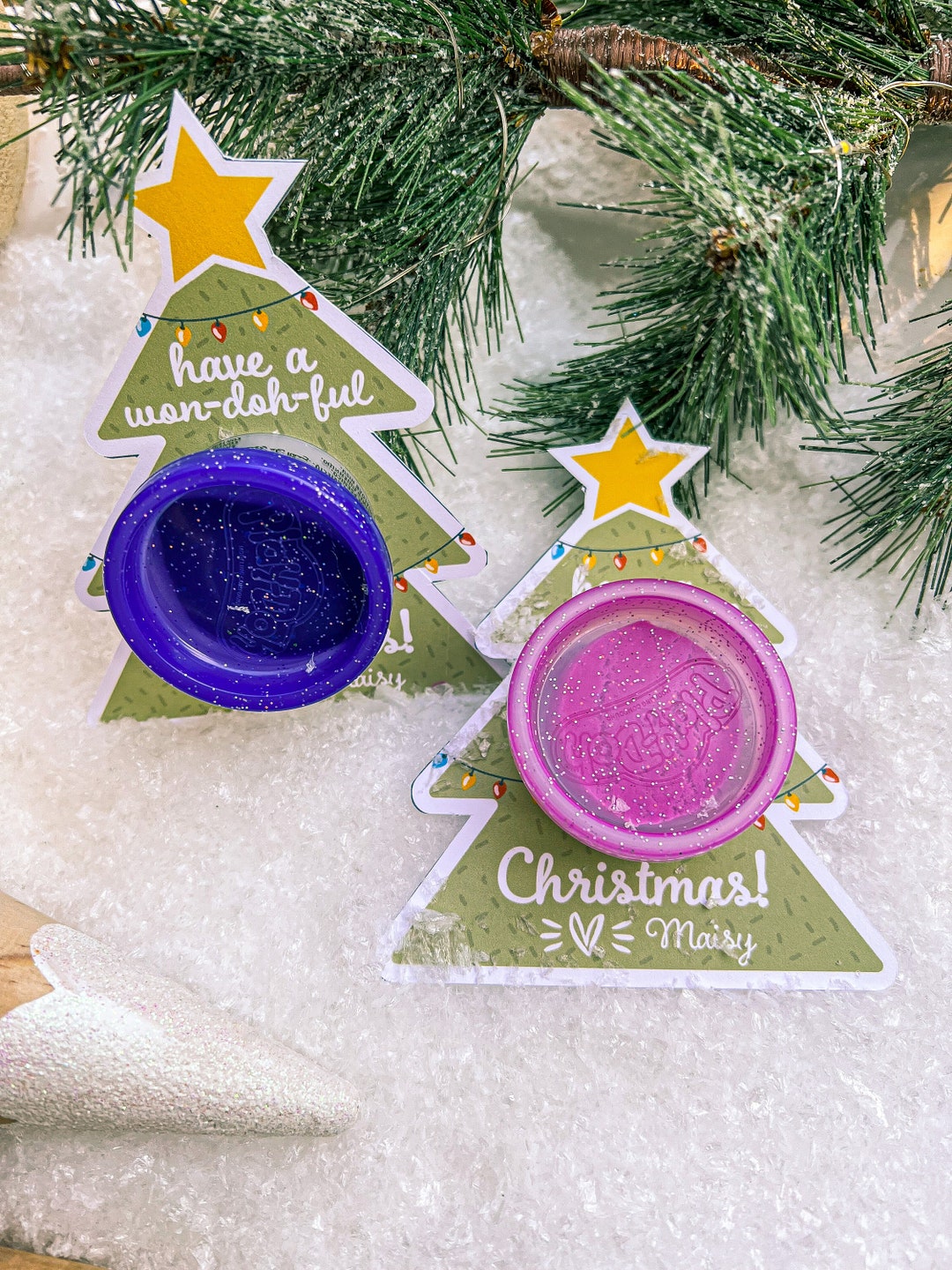 PRINTABLE DIY Christmas Tree Play Doh Gift Tag • Won-doh-ful Present ...