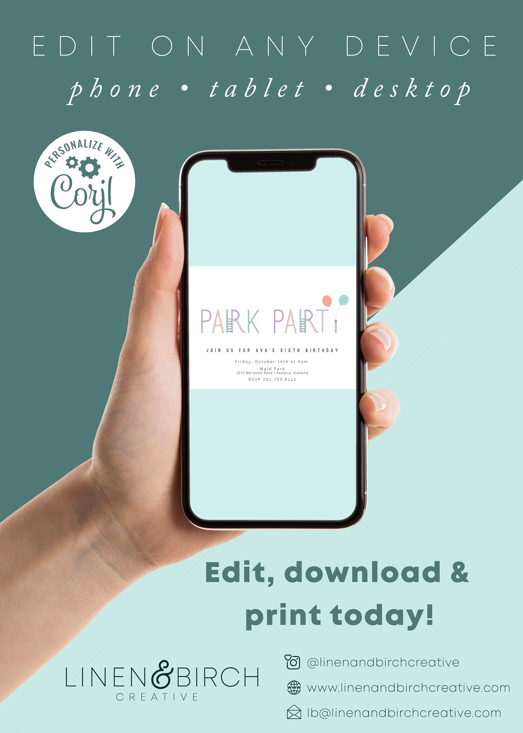 Playground Birthday Invitation • park Party Invite • Simple Editable ...