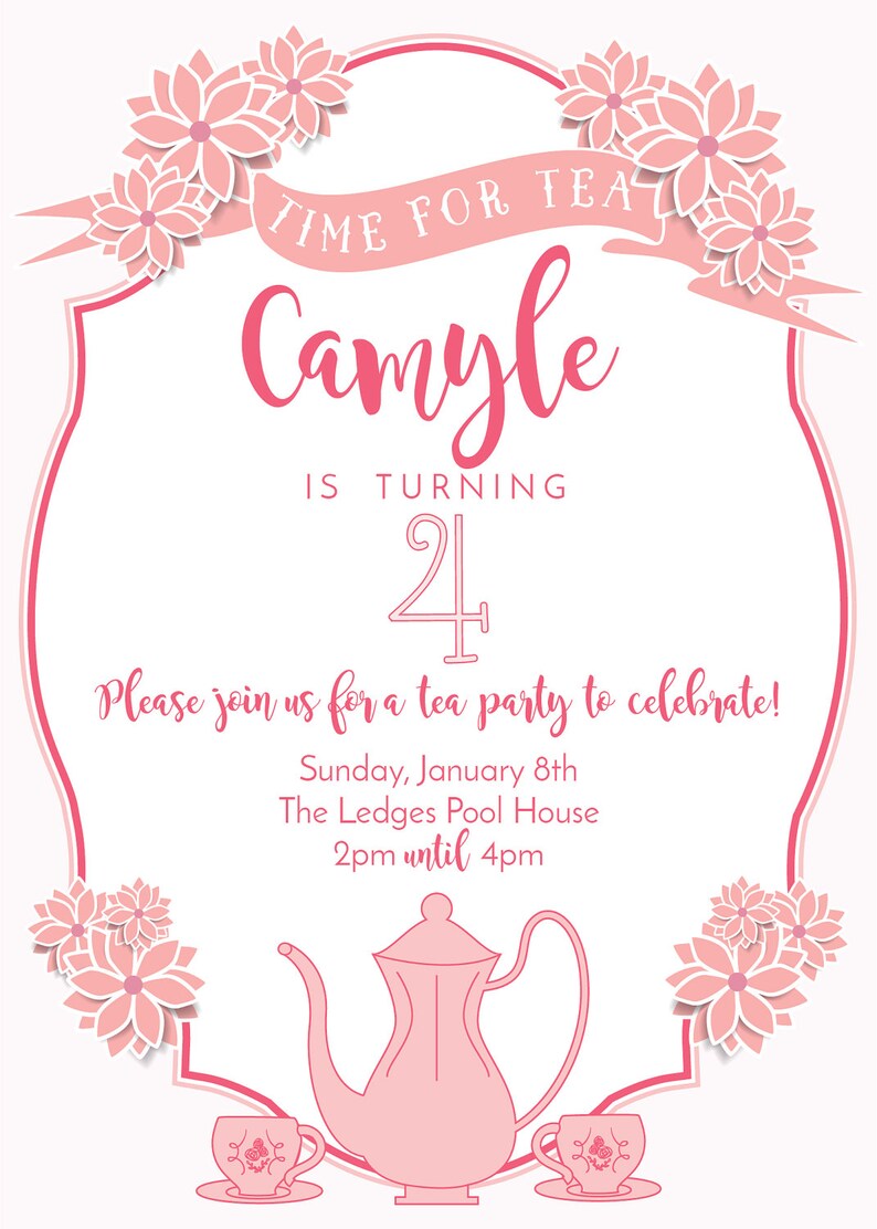 Time for Tea Birthday Party Tea Party Invitation Floral - Etsy