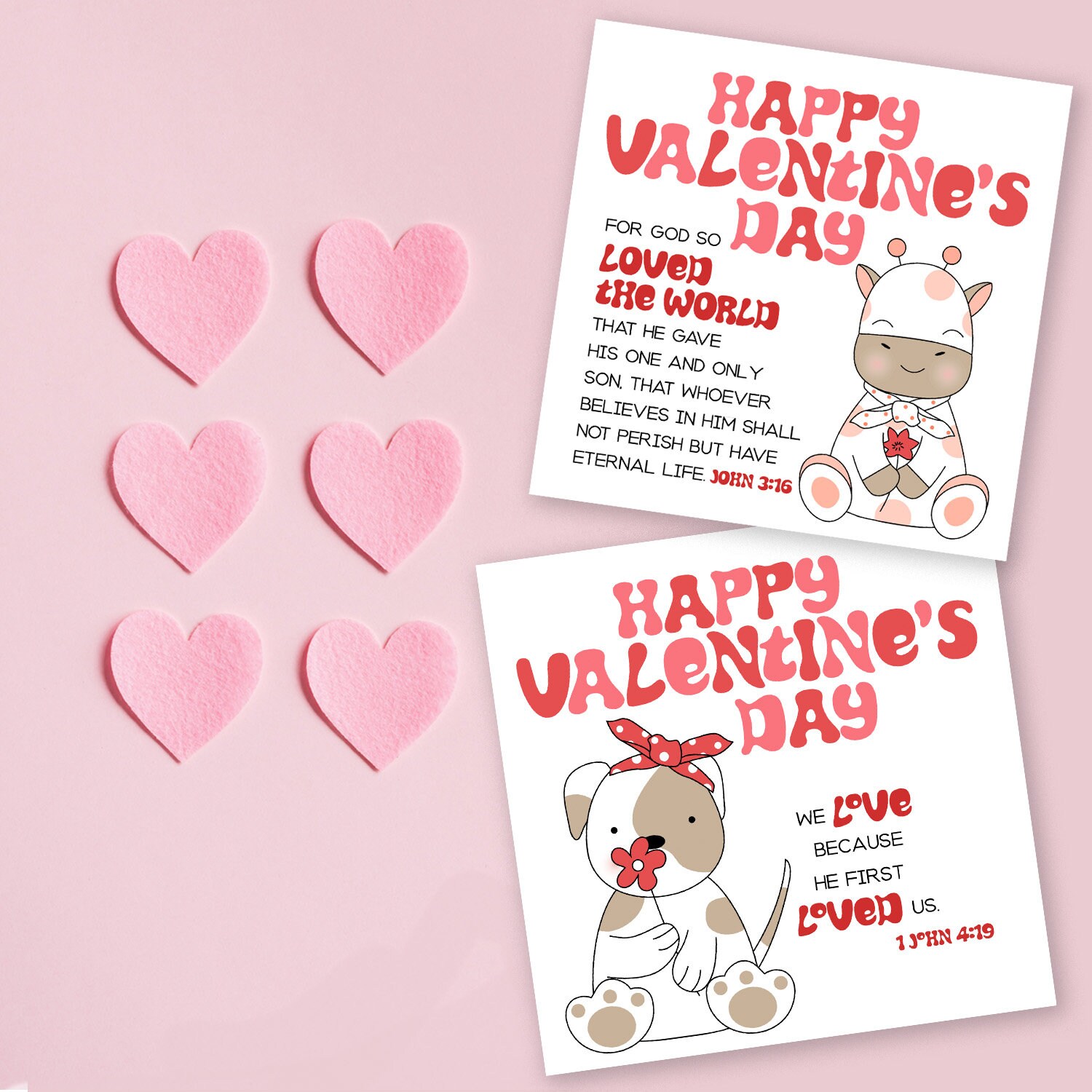 PRINTABLE Bible Verse Valentine cute Animals Christian Valentine God is ...
