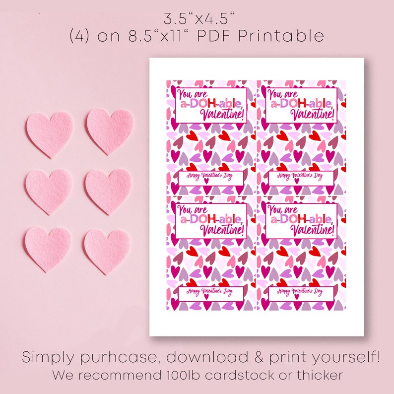 PRINTABLE DIY Valentine Play Doh Gift Tag A-doh-able Valentine Card for ...