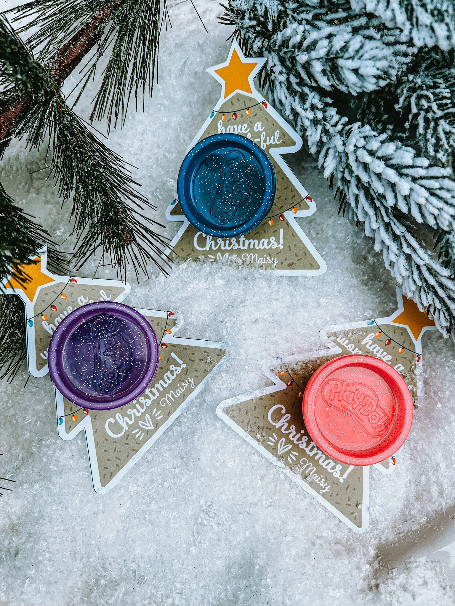 PRINTABLE DIY Christmas Tree Play Doh Gift Tag • Won-doh-ful Present ...
