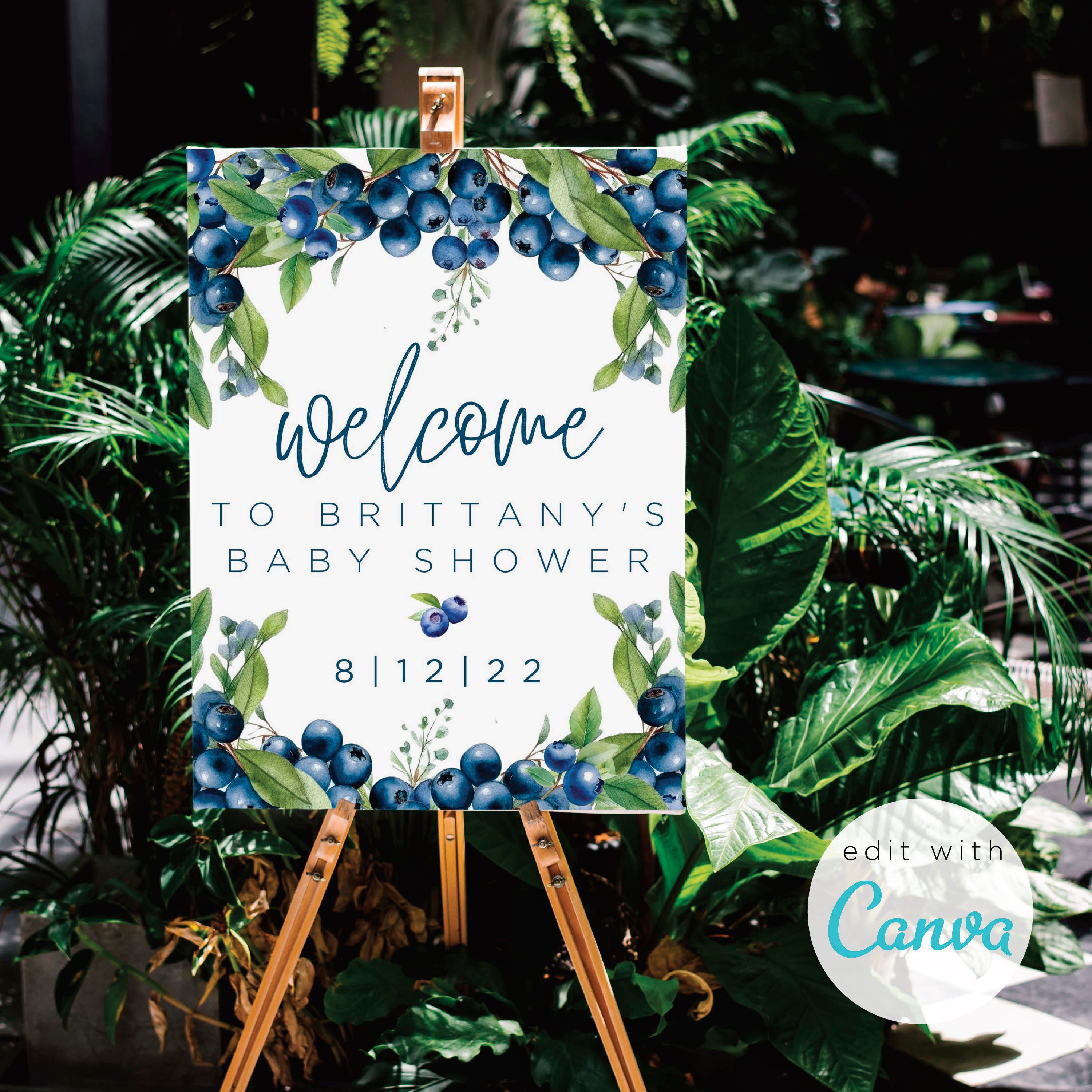Blueberry Welcome Poster for Baby Shower or Berry Theme Party ...
