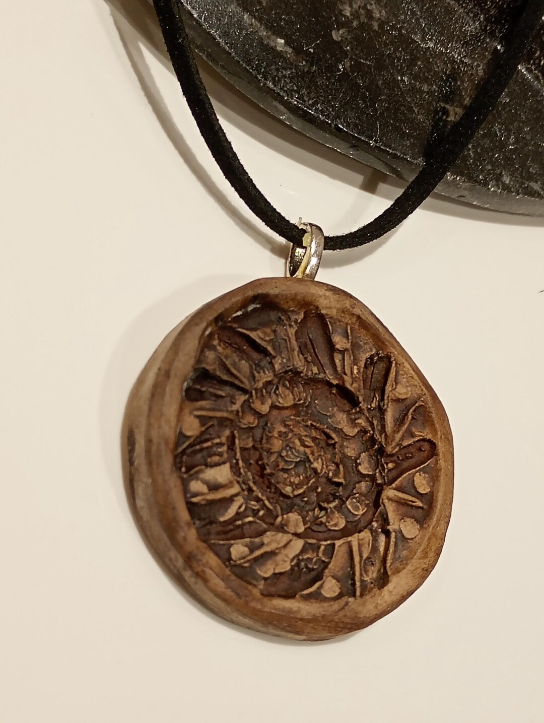 Ceramic Solar Sun Symbol Pendant, Pit Fired Pottery Symbolic Jewellery ...