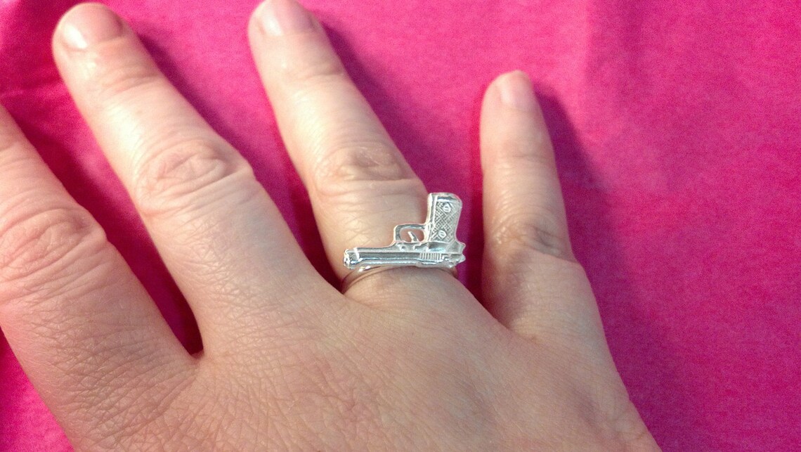 Little Automatic Hand Gun Ring - Etsy