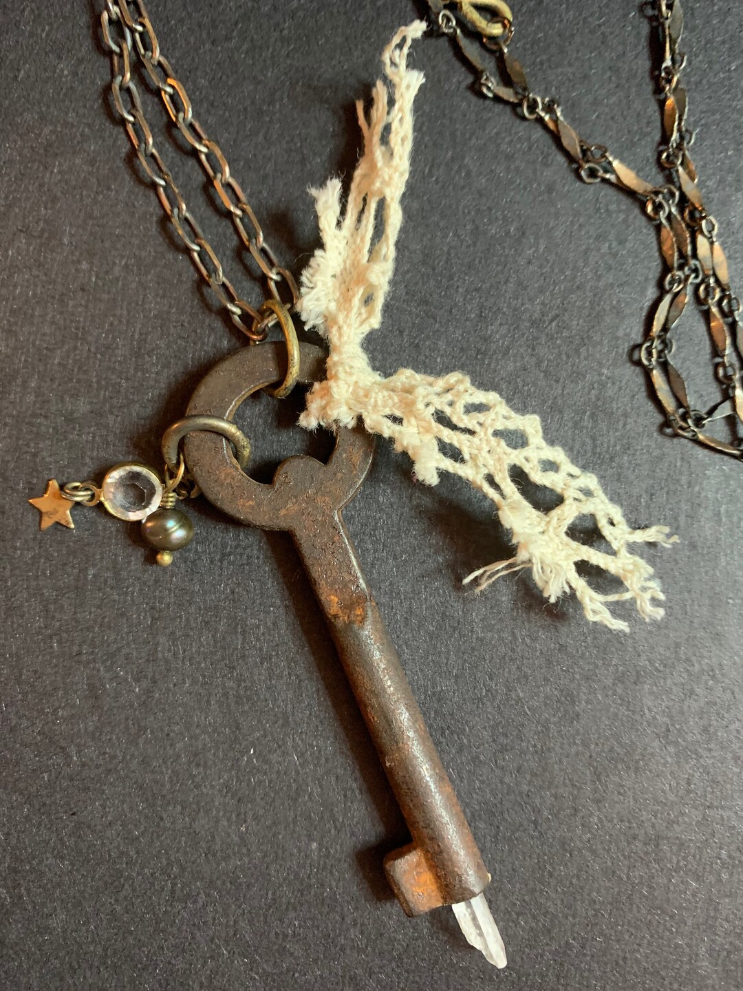 Vintage Key With Quartz Crystal Tip - Etsy